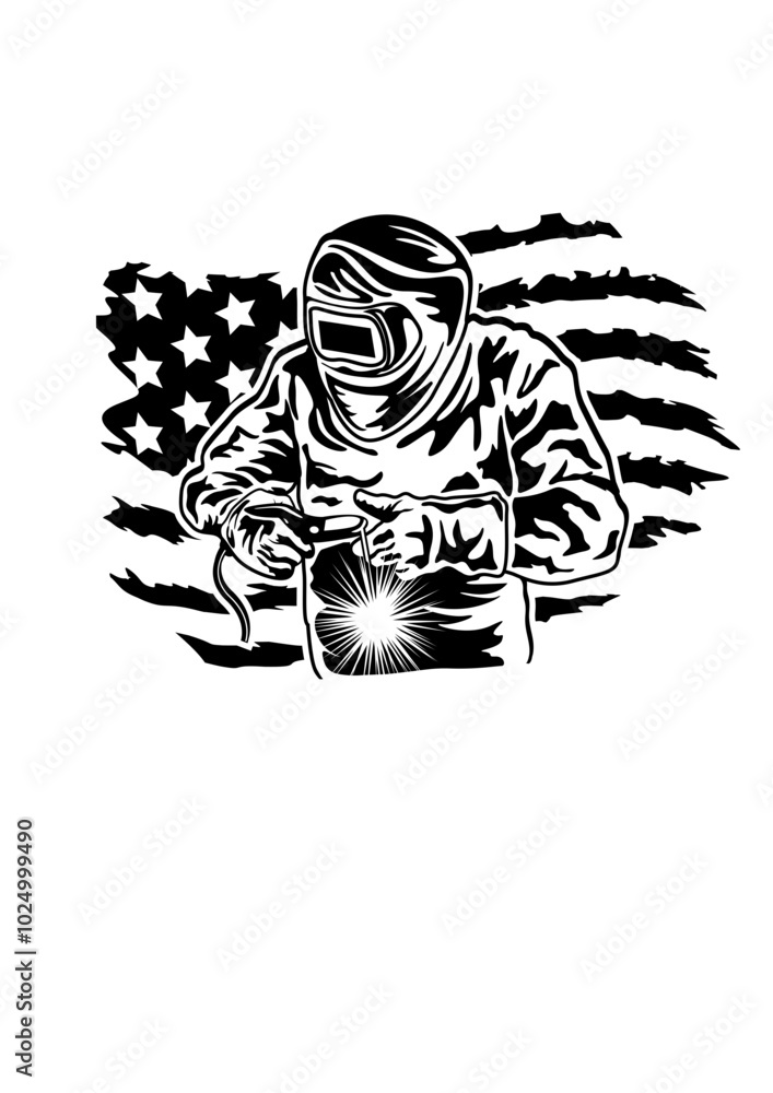 Vetor de US Welder | Welding Equipment | US Flag | Patriotic Welder ...