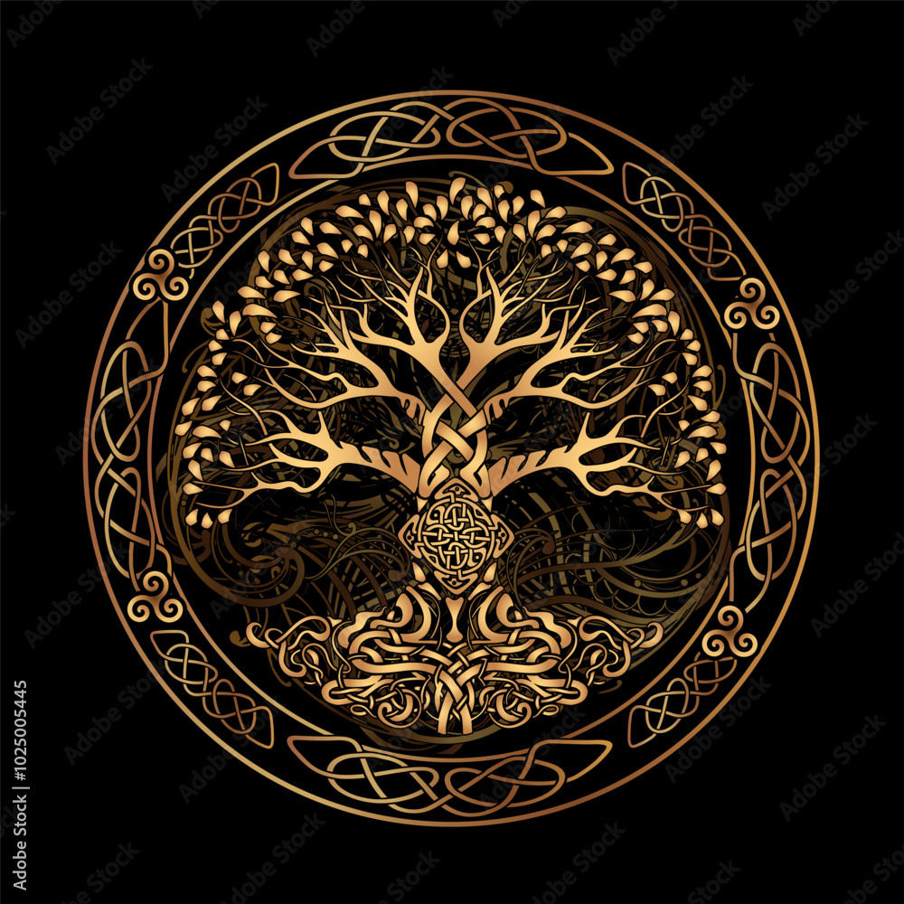Vector illustration of the World Tree from Norse mythology Yggdrasil ...