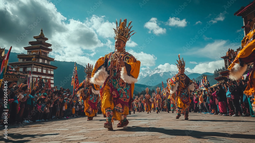 Tawang Festival in Arunachal Pradesh, colorful parade with monks ...