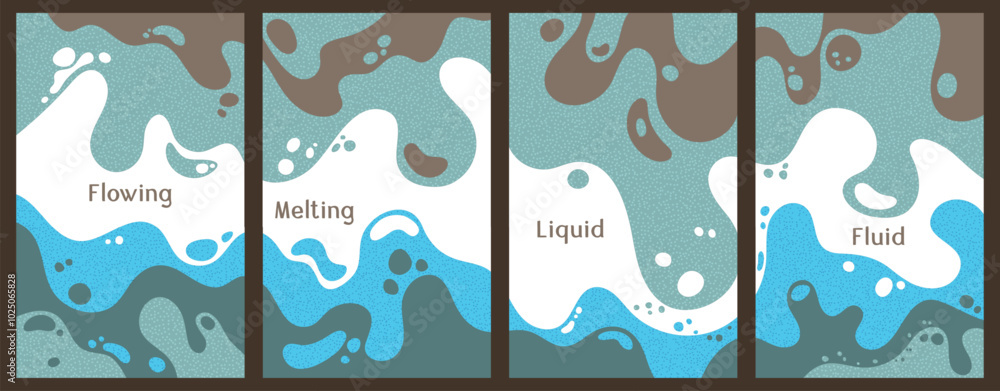 Melting vibrant waves pattern summer front pages. Bubble splashes and ...