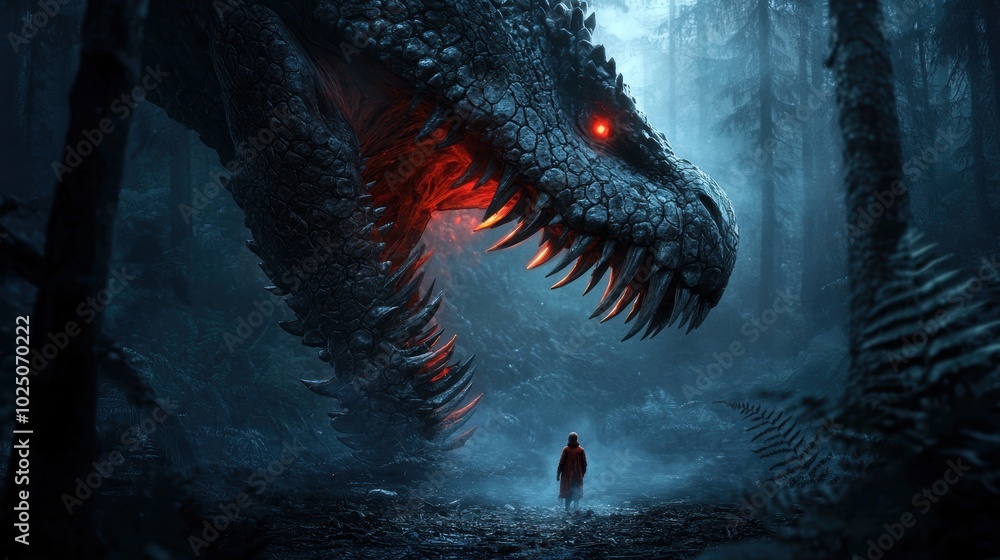 Rows of sharpened bone like teeth fill the gaping maw of a monstrous ...