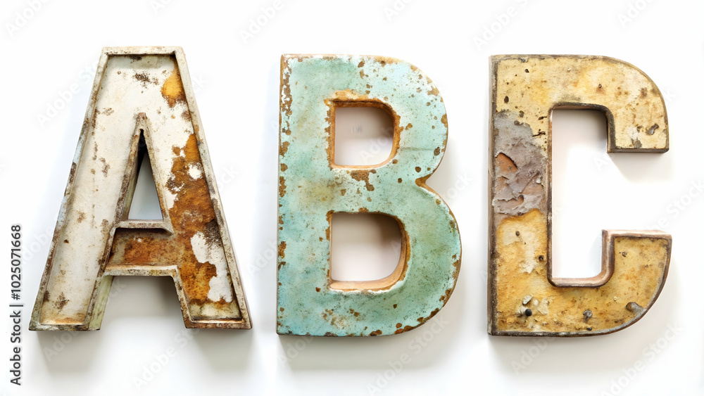 Vintage Alphabet: A, B, C - Rustic charm in a vintage alphabet set with ...