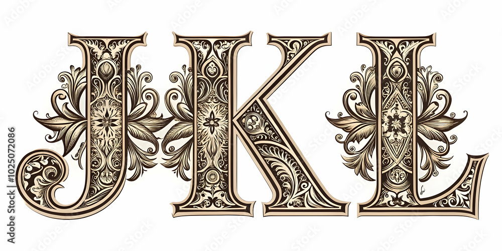 Ornate Floral Letters JKL: An elegant set of letters J, K, and L ...