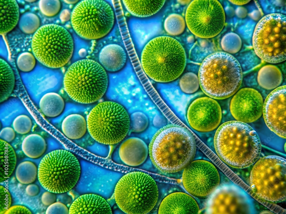 Close-up View of Anabaena Under Microscope: Cyanobacteria Structure and ...