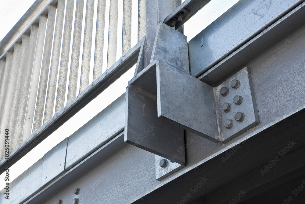 Detail of a new customizes prefabricated railing structure, steel ...