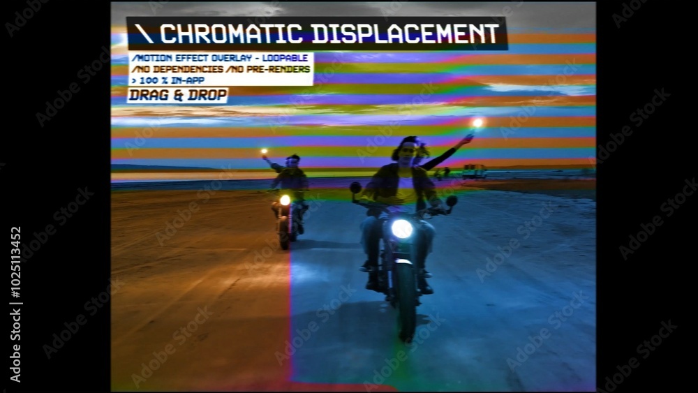 Chromatic TV Displacement Procedural Motion Effect: VHS, VCR, Retro CRT ...