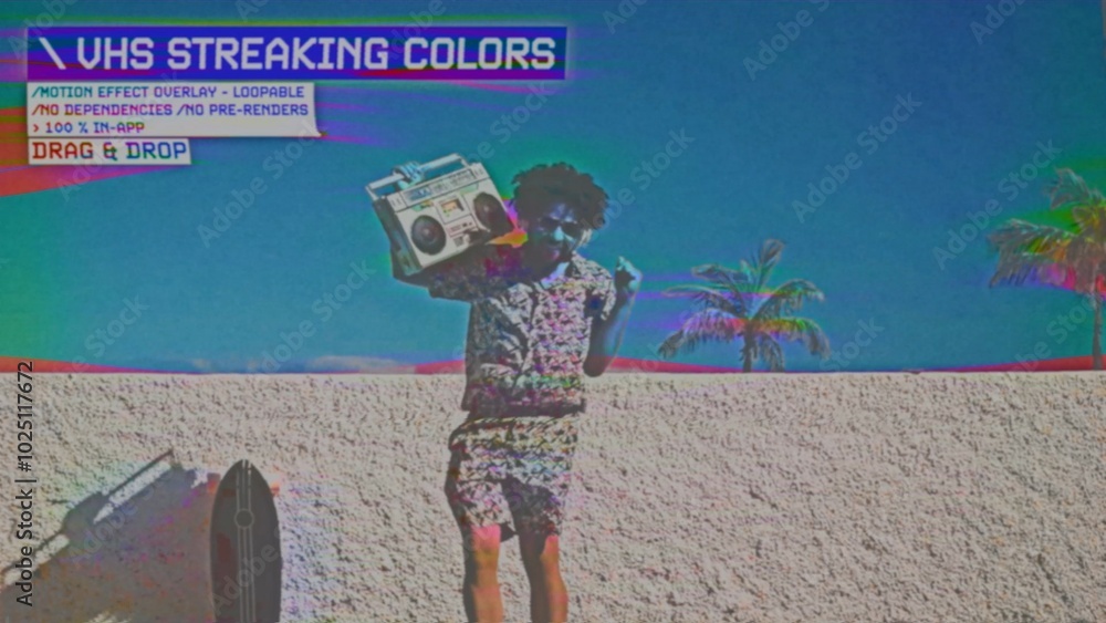 VHS Streaking Colors Procedural Motion Effect: VHS, VCR, Retro CRT, Old ...