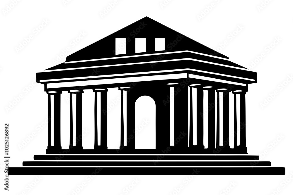 Roman temple vector silhouette | vector silhouette illustration on ...