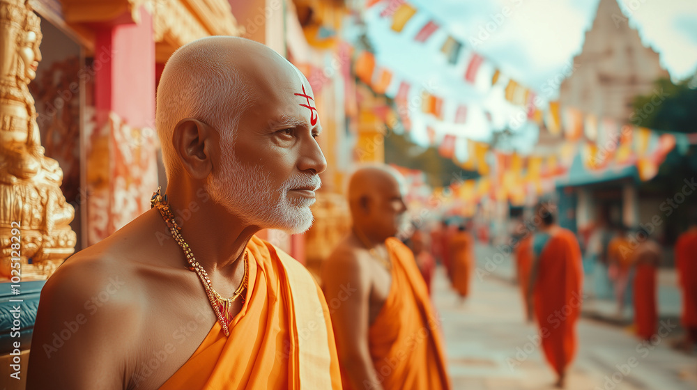 Early morning at Kanathur Nalvar Guruparan Swamigal Vizha, monks and ...