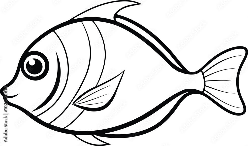 Blue tang fish outlines vector art and line art drawing illustration ...