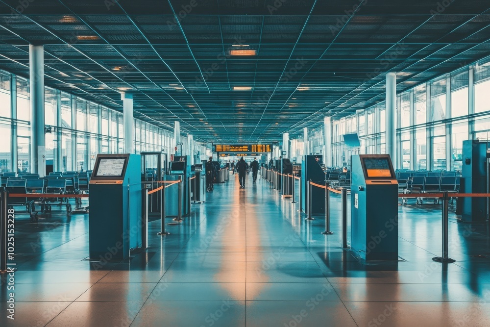 Travelers navigate through a busy airport security area, passing by ...