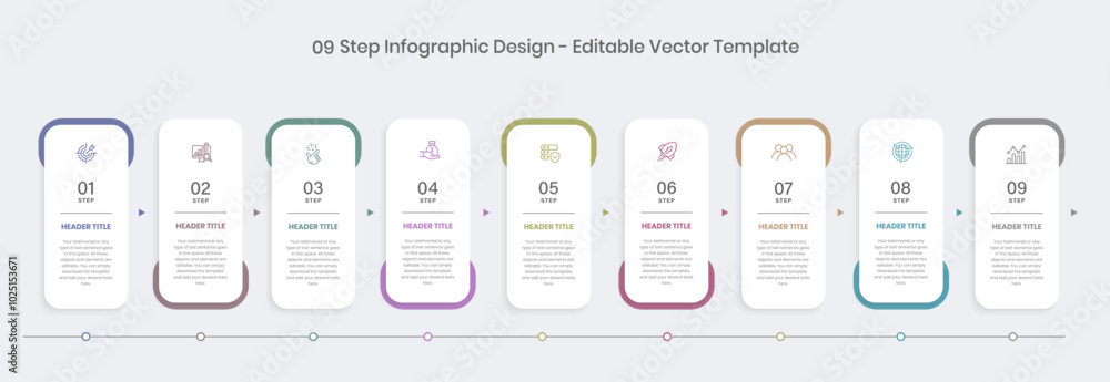 9 step Infographics Design Template, Chart diagram, Graph, Pie chart ...
