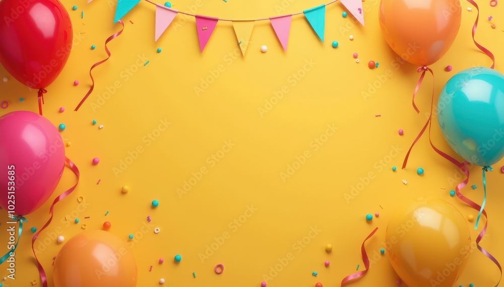 Happy Birthday streamers and other stuff on Solid orange color ...