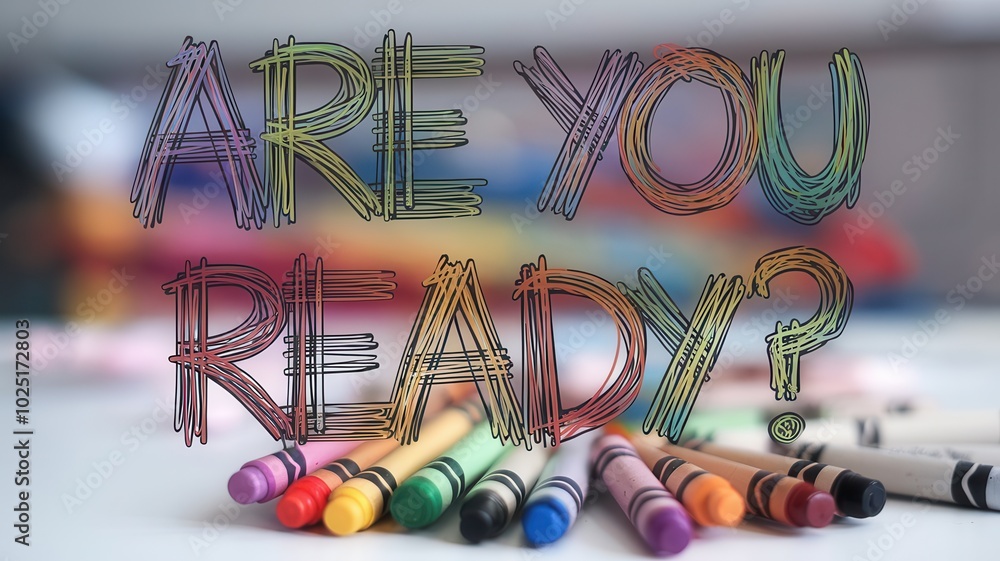 "Are you ready?" written in playful font over colorful crayons on ...