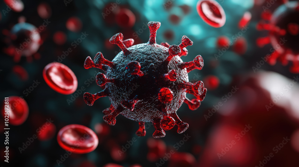 virus in blood, scientific macro photo, coronavirus, covid, smallpox ...