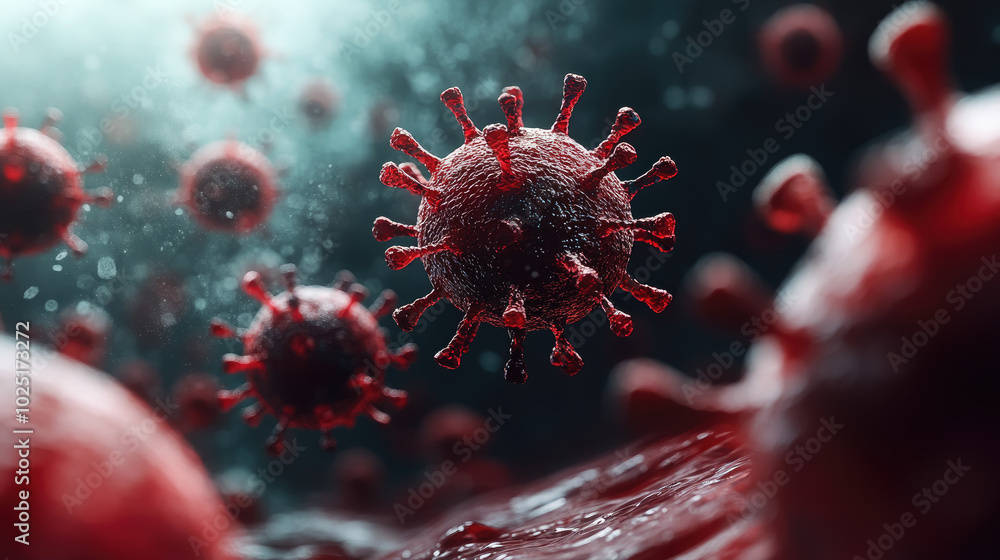 virus in blood, scientific macro photo, coronavirus, covid, smallpox ...