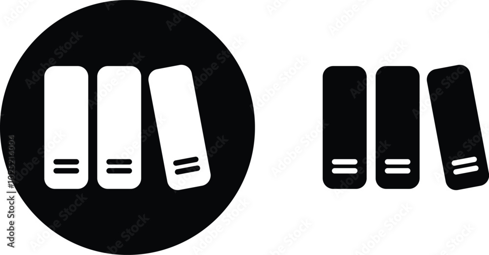 bookshelf, icon set, solid, education, black, vector, applied, anywhere ...