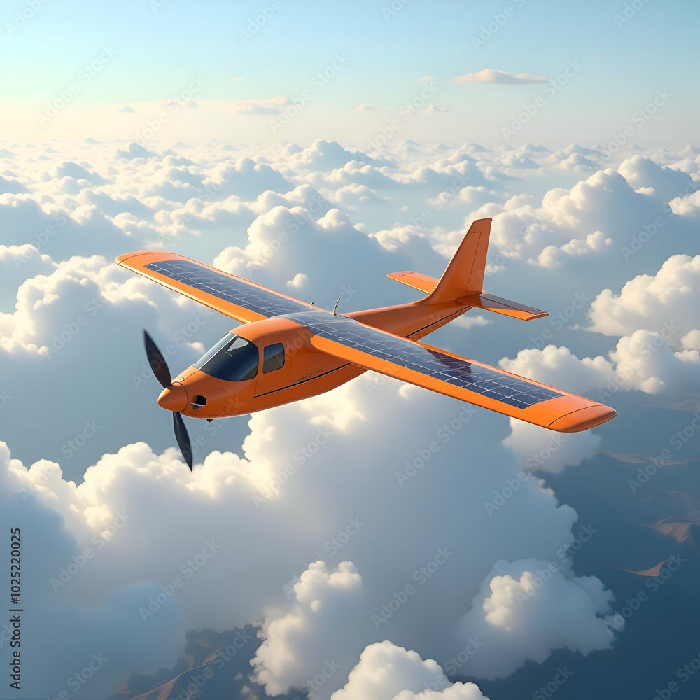 airplane in the sky, solar panels airplane in flight, solar powered ...