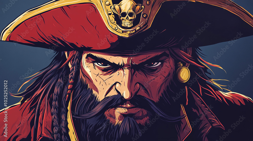 Pirate Captain Portrait Illustration Seafaring Adventure Fantasy ...
