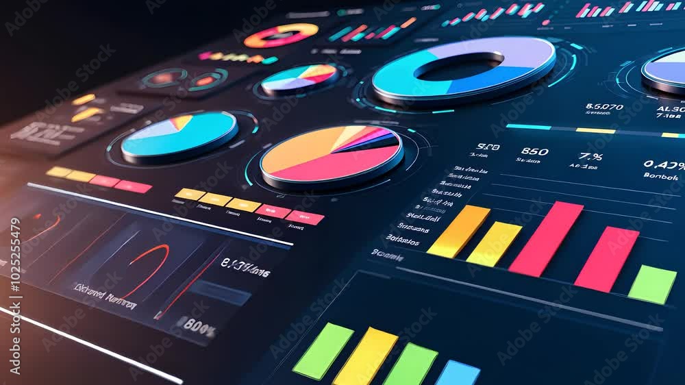 Colorful Data Visualization Dashboard with Charts and Graphs Stock ...