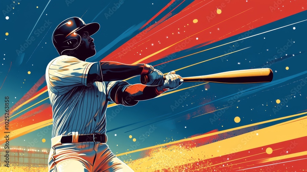 Vector art of a baseball player hitting a home run, the moment of ...