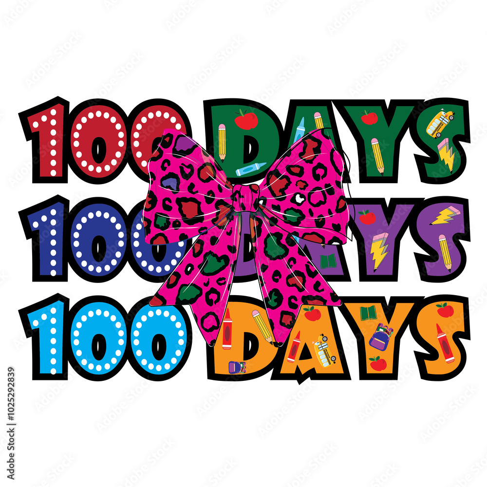 100 days of school Dotted Coquette bow svg png, 100th day of school ...