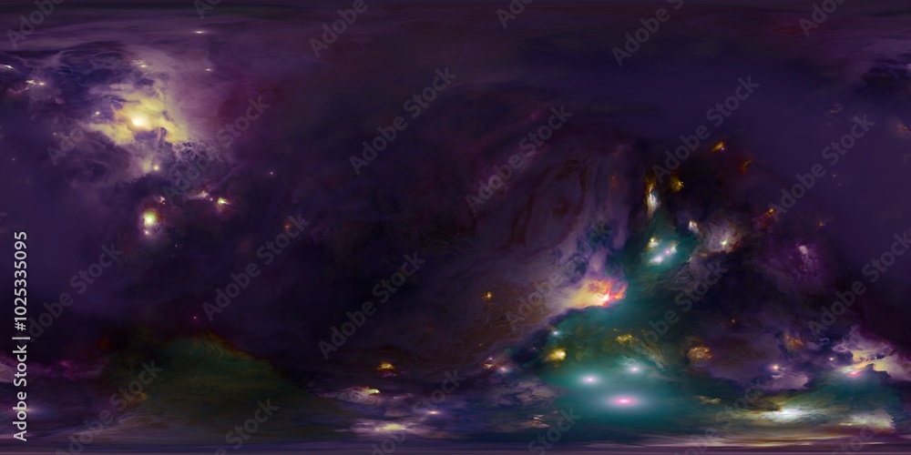 Seamless 12K HDRi Skybox of Nebula and Stars in Equirectangular ...