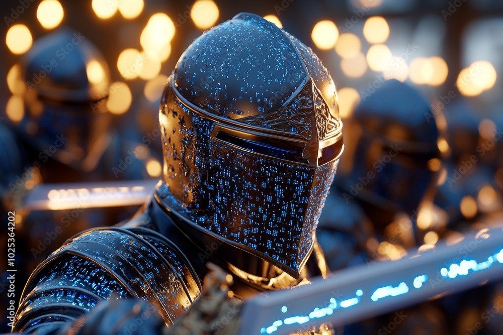 Cybersecurity experts are depicted as armored knights wielding swords ...