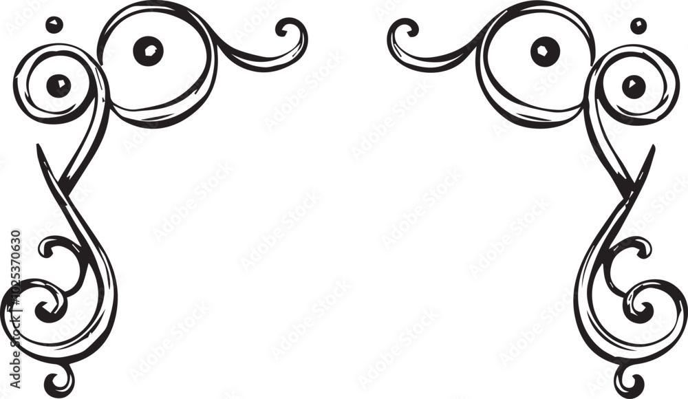 simple black and white illustration of a decorative frame with two ...