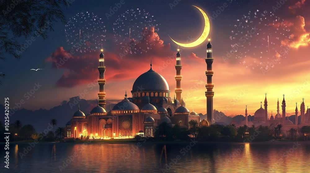 Beautiful Mosque View for Ramadan background and other Islamic themes ...