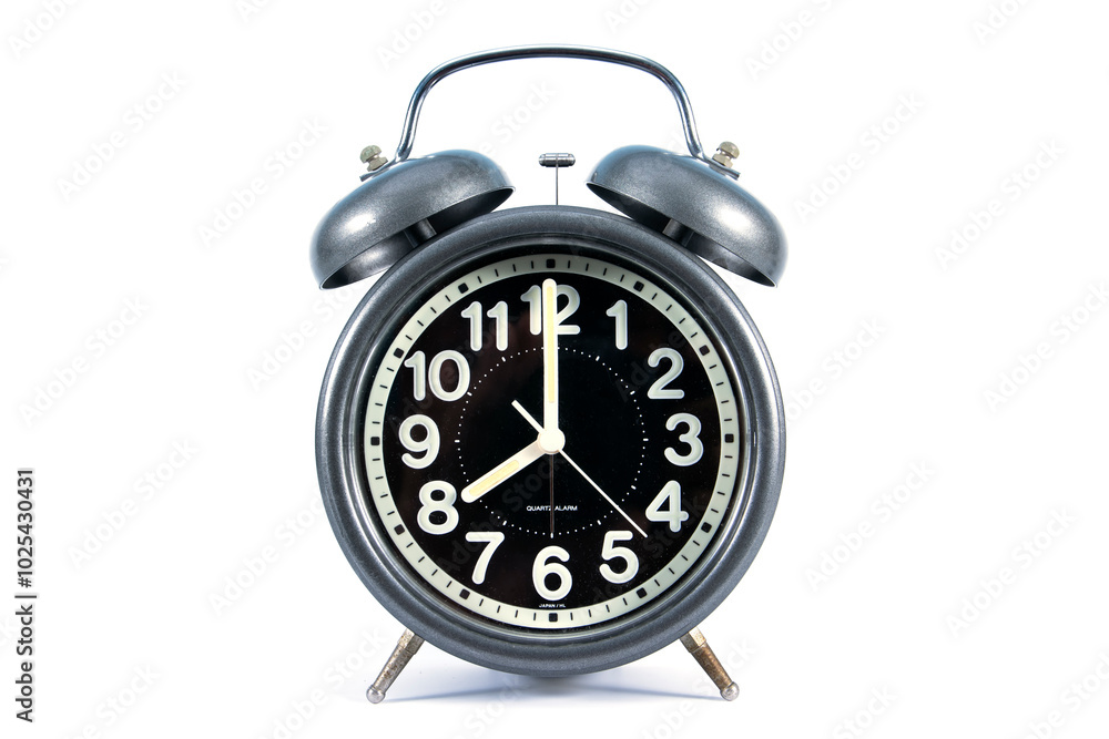 Twin bell alarm clock isolated on white background. Vintage twin bell ...