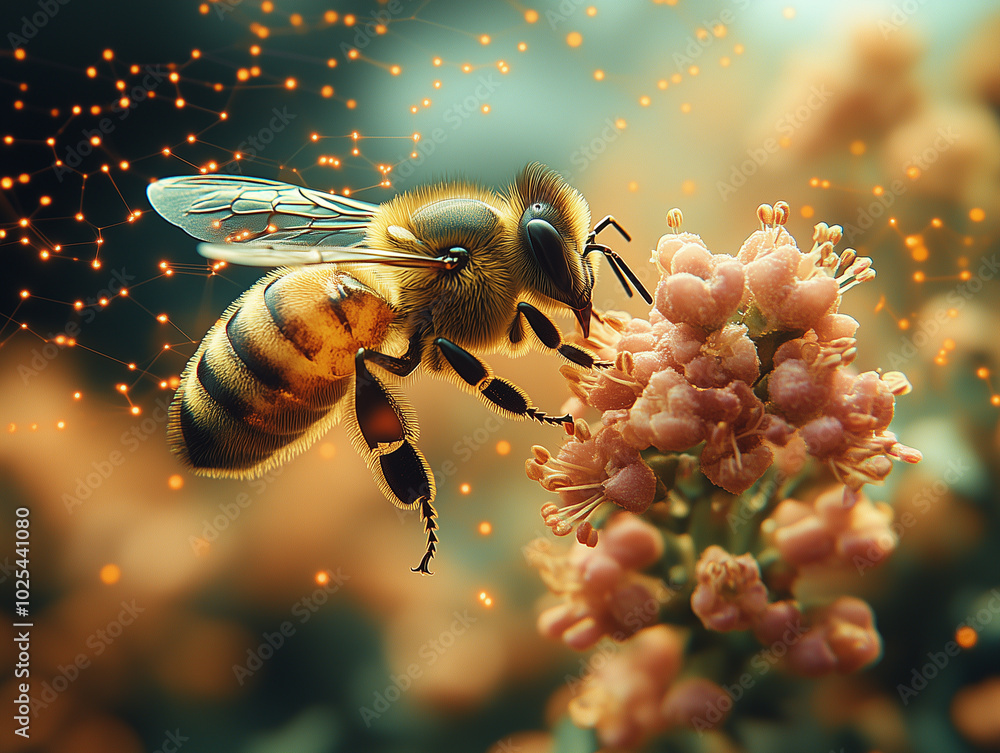 Bees and wasps in the honey ecosystem, wasp neurofiber system like ...