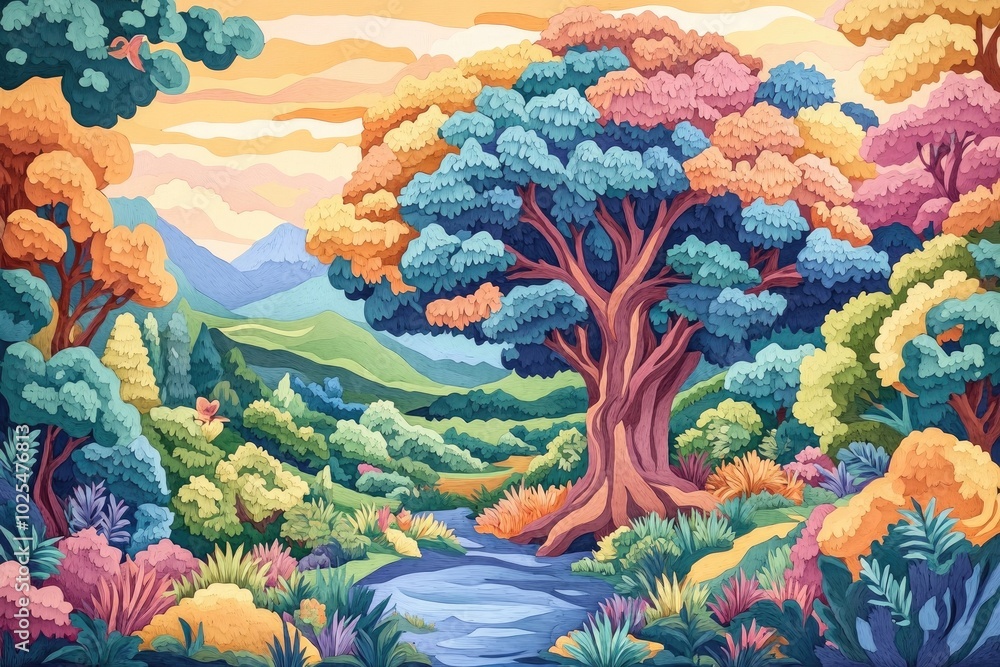 The bark of a robust, enduring tree trunk displays unique ...