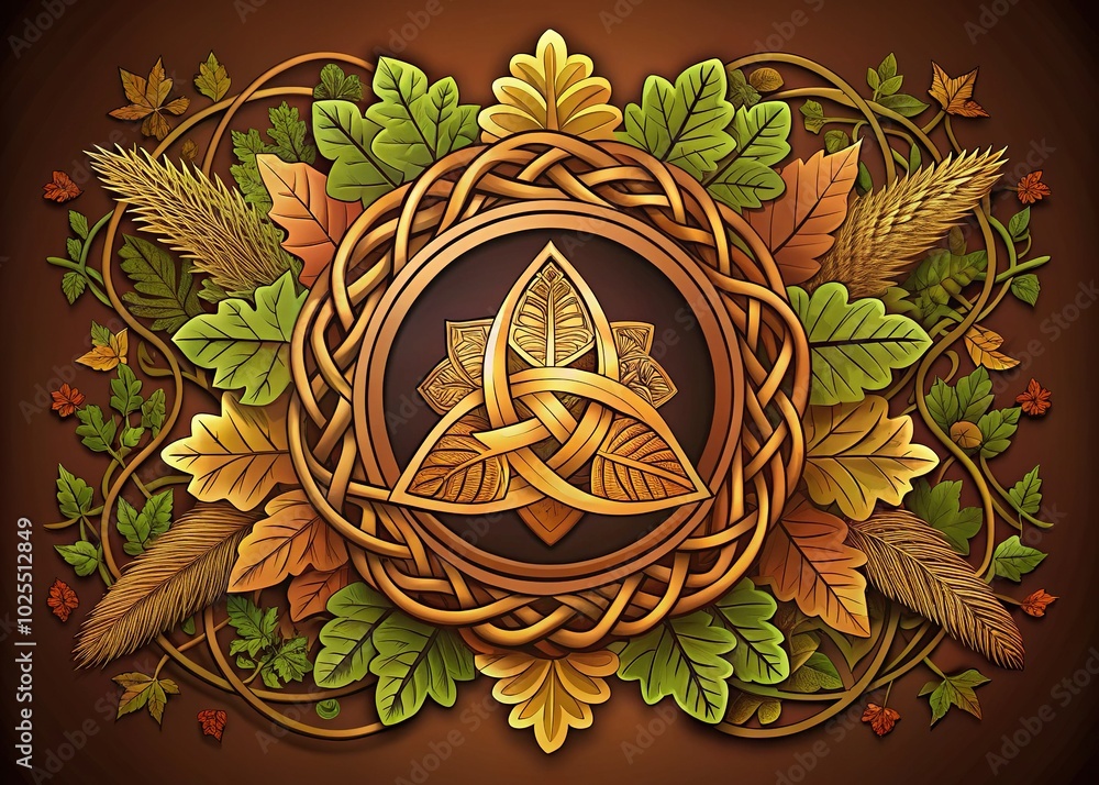Celtic Triquetra Symbol with Oak Leaves in a Circle â€“ Vector Art for ...
