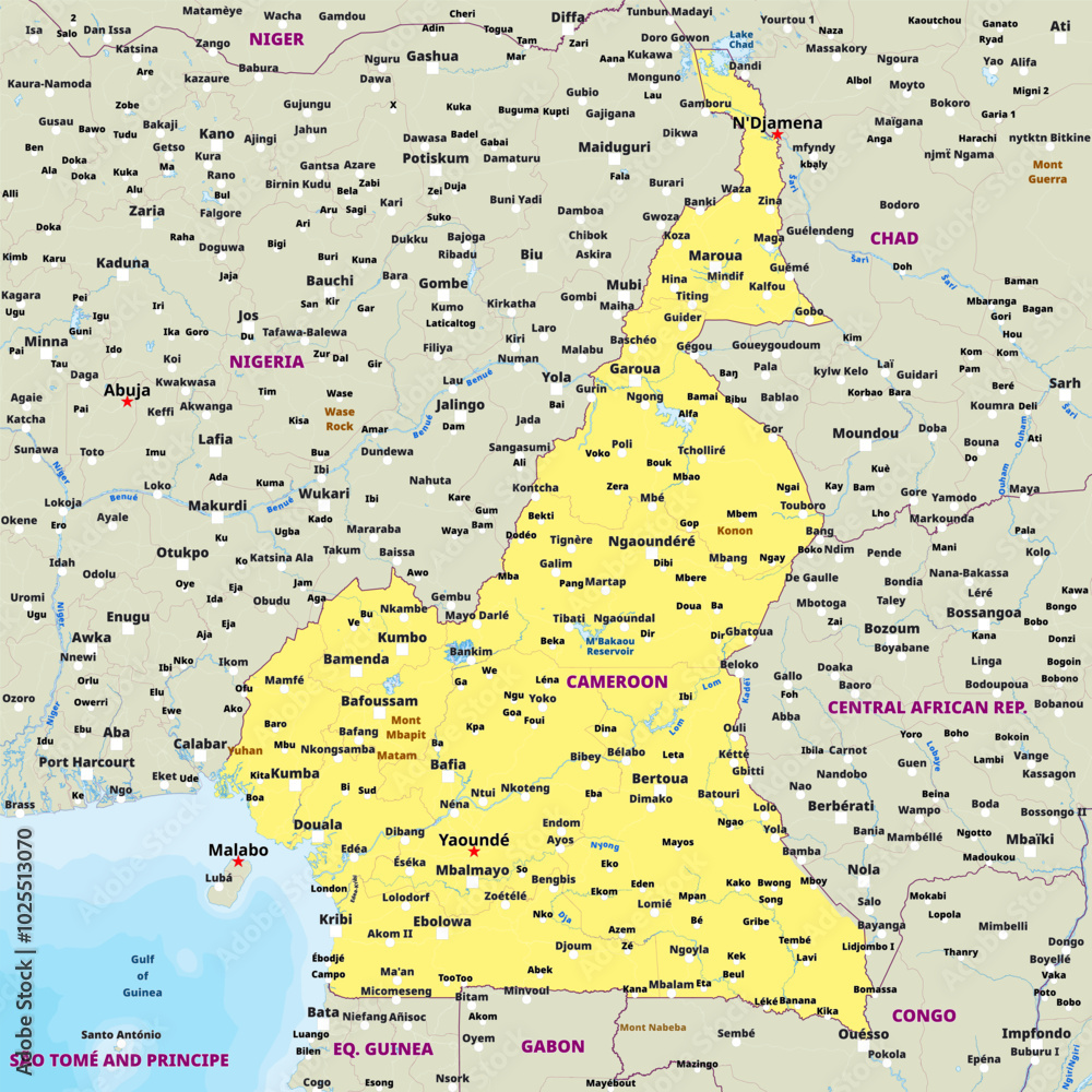 Poster Simple political map of Cameroon – Wall Art | UkPosters