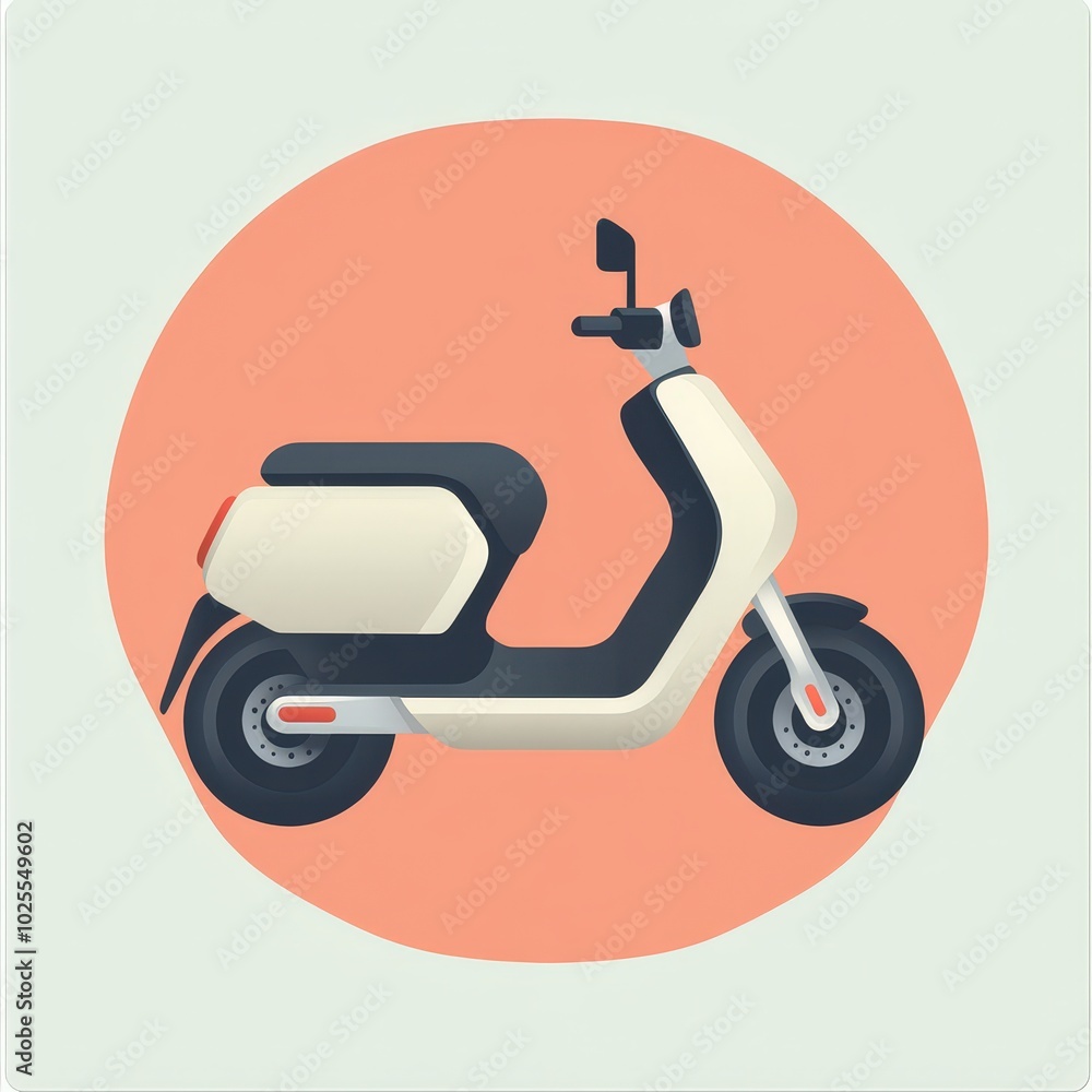 Stylized scooter on a circular background. Ideal for urban transport ...