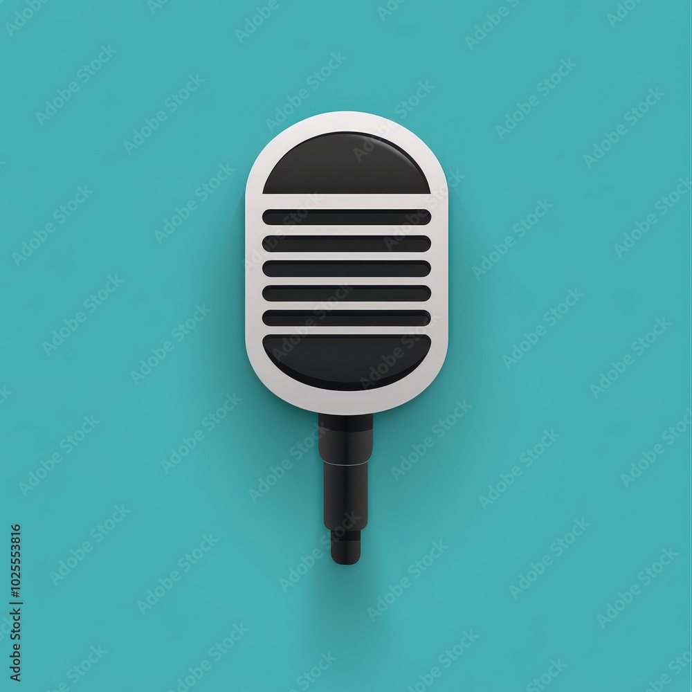 Vintage microphone on a turquoise background, modern design for music ...