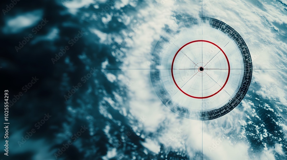 Weather radar displaying the predicted path of an approaching hurricane ...