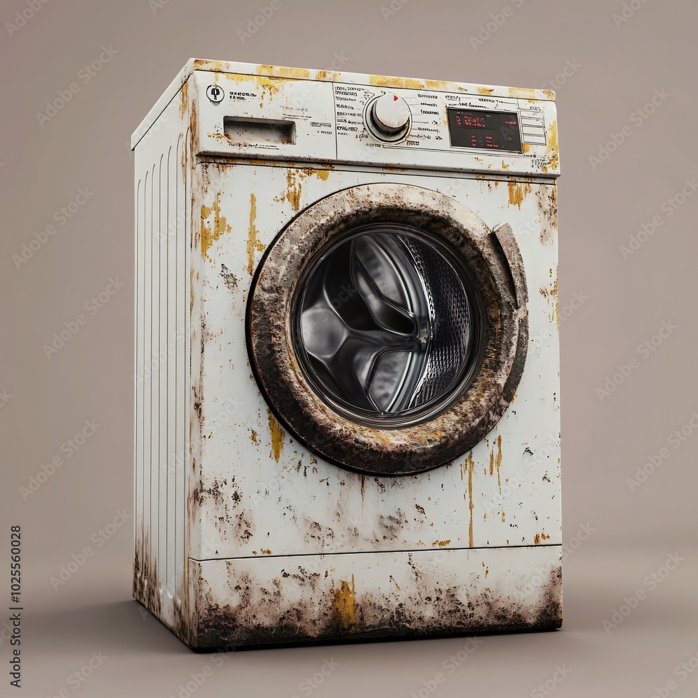Isolated vector illustration of a white washing machine, front view ...