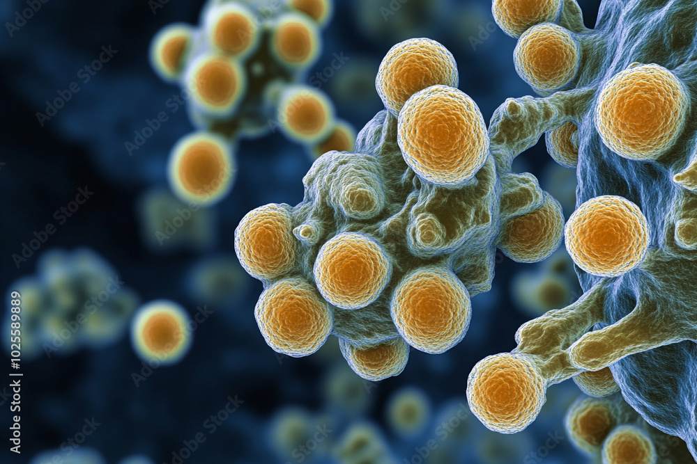 Magnified View of Staphylococcus Aureus: Cluster of Spherical Bacteria ...