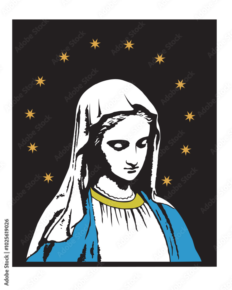 Poster Our Lady of Grace Vector Virgin Mary Catholic religious ...