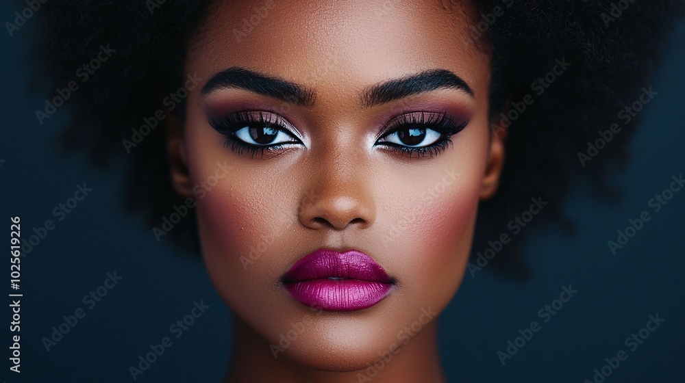 Intense Stare - Portrait of African American Woman with Bold Makeup in ...