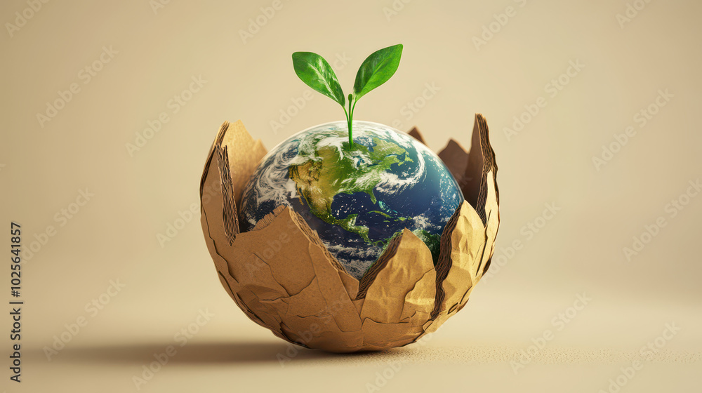 Sustainable Earth: A 3D Cross-Section of Kraft, Cardboard, and Glass ...