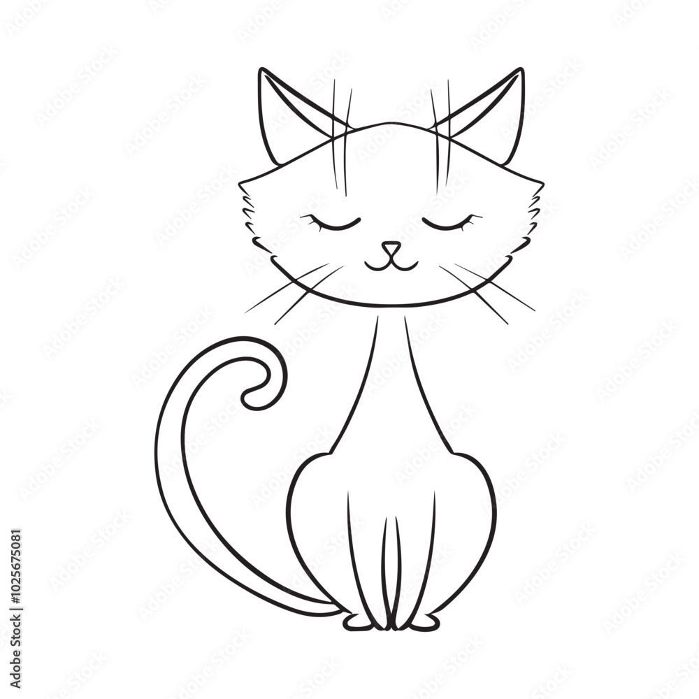 hand drawn line art cat coloring pages Stock Vector | Adobe Stock