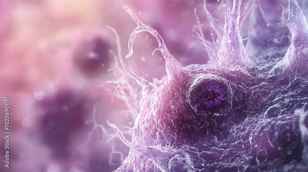 10. A close-up visualization of a human hair follicle cell with ...