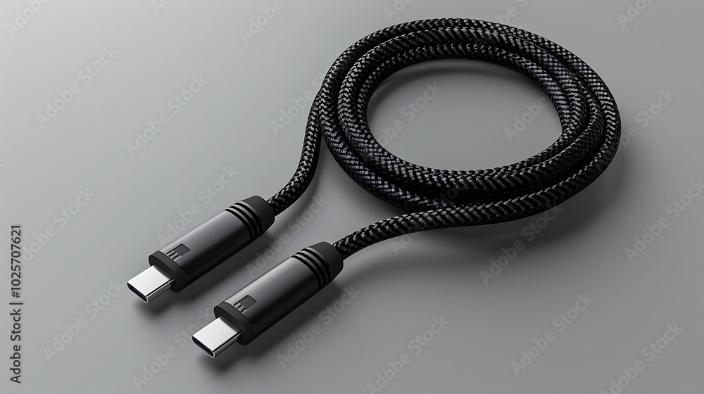 Coiled black braided sleeving cable adapter usb type a to three various ...