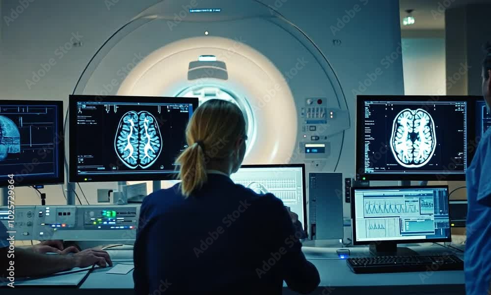 Team of Professional Scientists Work in the Brain Research Laboratory ...