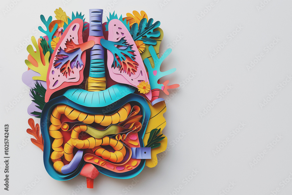 Foto de paper human digestive system and lungs, showcasing paper cut ...