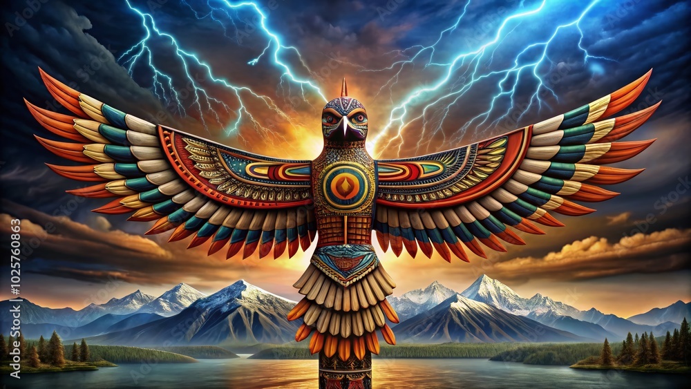 Majestic Thunderbird Symbol in Native American Art Representing Power ...