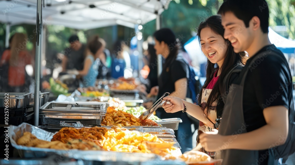 Visitors enjoying flavors from around the world at an international ...